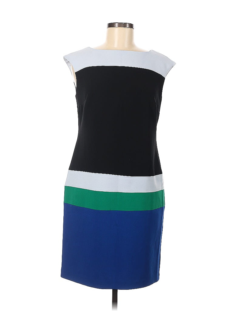 Studio One Graphic Stripes Color Block Blue Casual Dress Size 8 - 93% ...