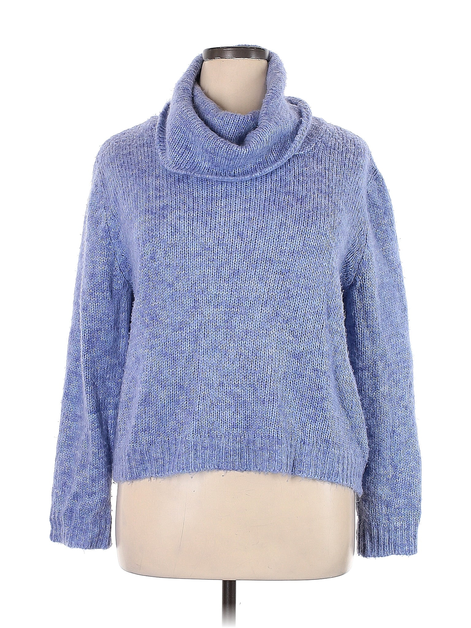 River 100% Acrylic Color Block Marled Blue Turtleneck Sweater Size XL ...