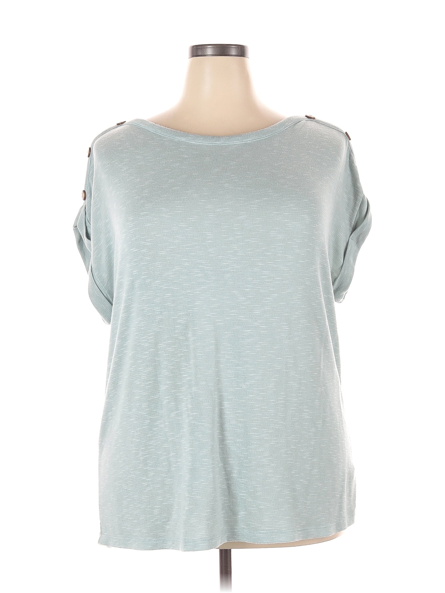 Kaileigh Teal Short Sleeve T-Shirt Size 2X (Plus) - 48% off | ThredUp