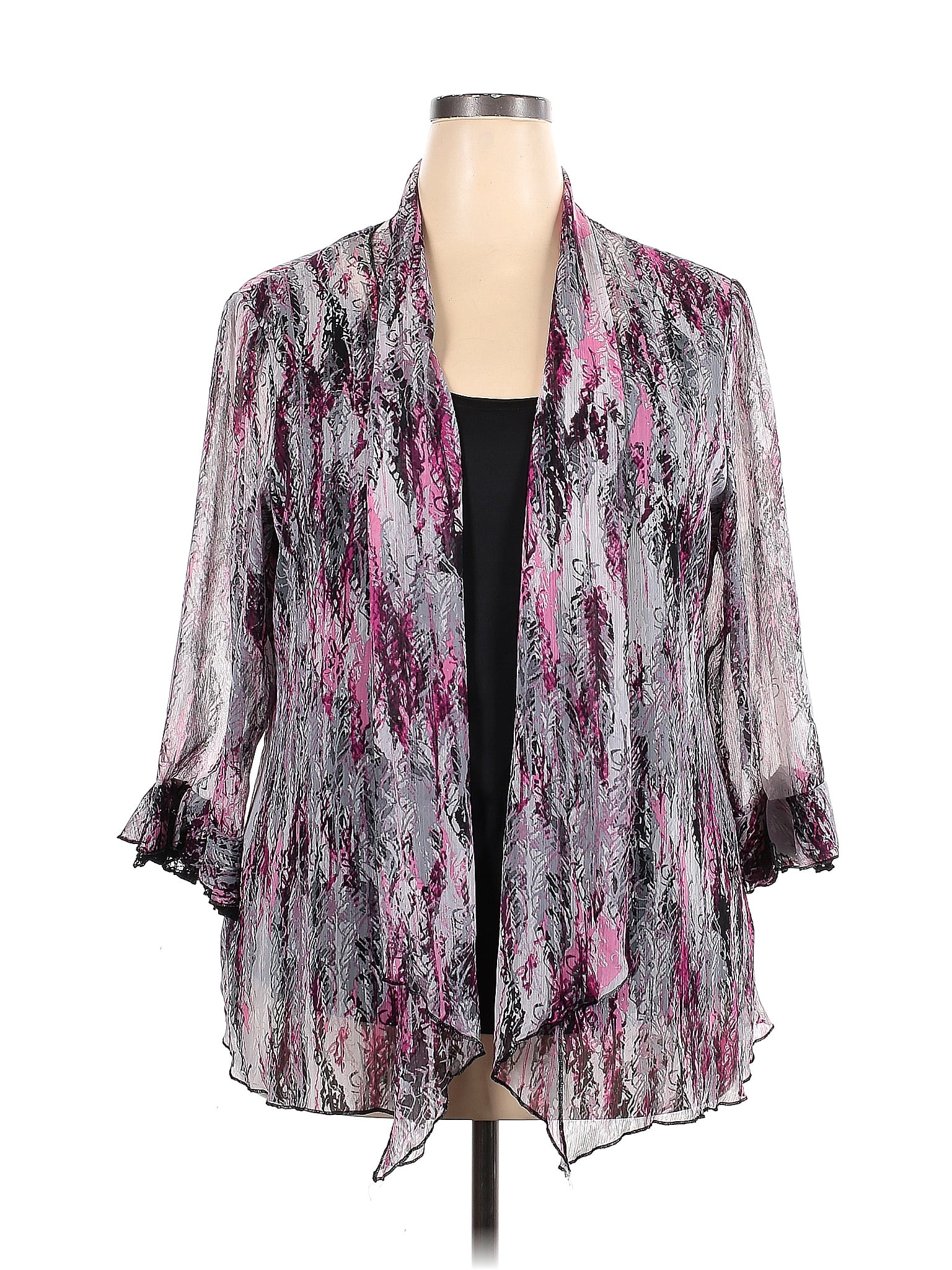 Sara Michelle 100% Polyester Purple Long Sleeve Top Size 2X (Plus) - 68 ...