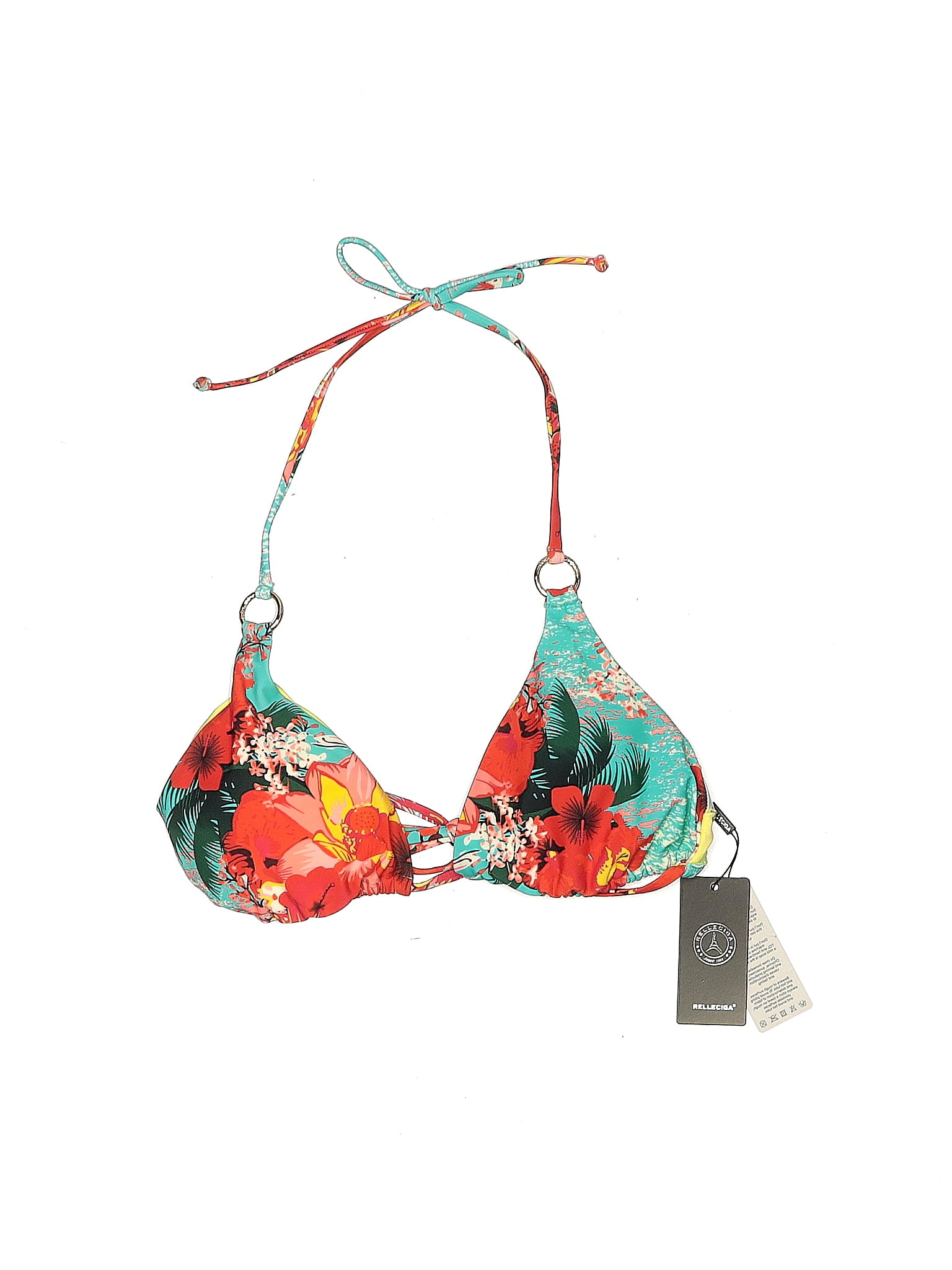 Relleciga Floral Multi Color Teal Swimsuit Top Size L - 73% off | ThredUp