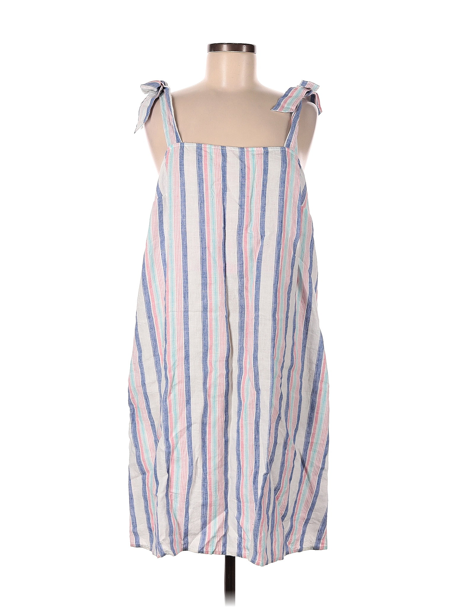 Crown And Ivy 100 Linen Stripes White Casual Dress Size L 54 Off