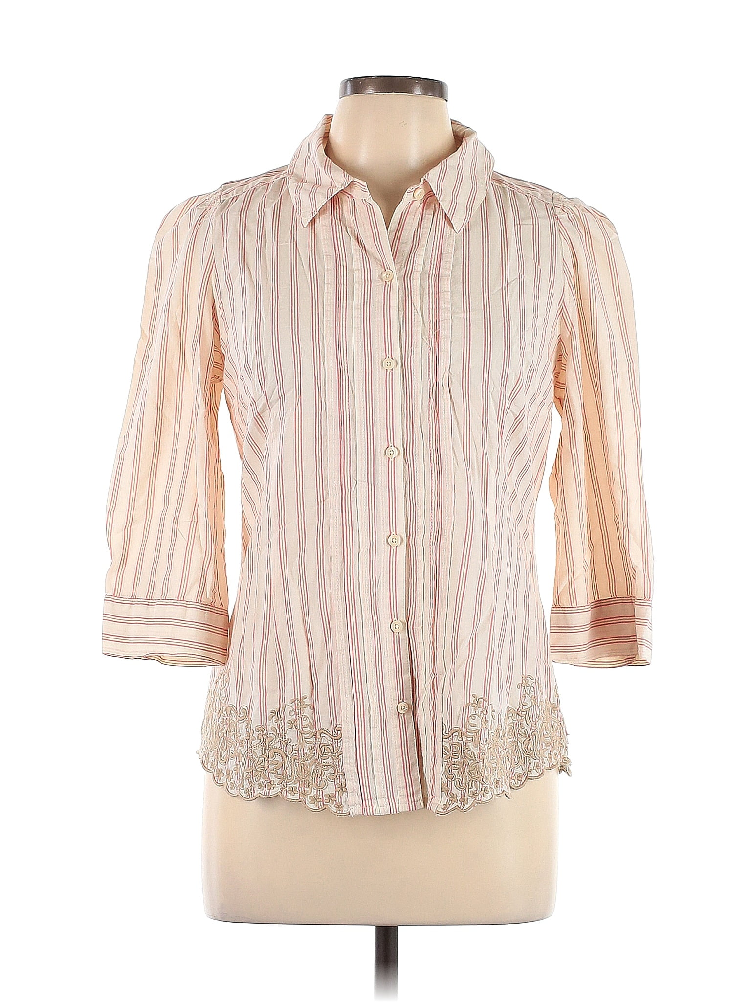 Floreat 100% Cotton Stripes Pink Long Sleeve Button-Down Shirt Size 12 - 67% off | ThredUp
