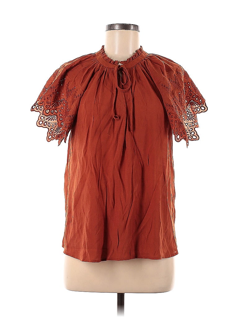 Chelsea & Theodore Orange Short Sleeve Blouse Size M - 39% off | ThredUp