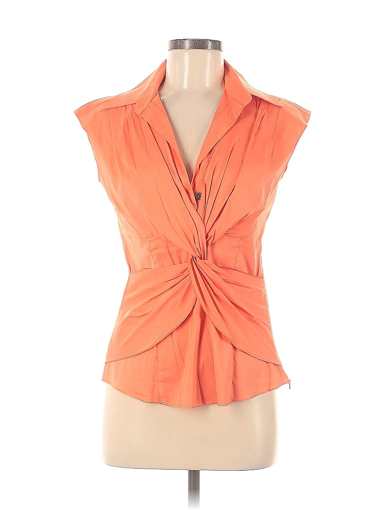 Trina Turk Orange Short Sleeve Button Down Shirt Size M 79 Off Thredup