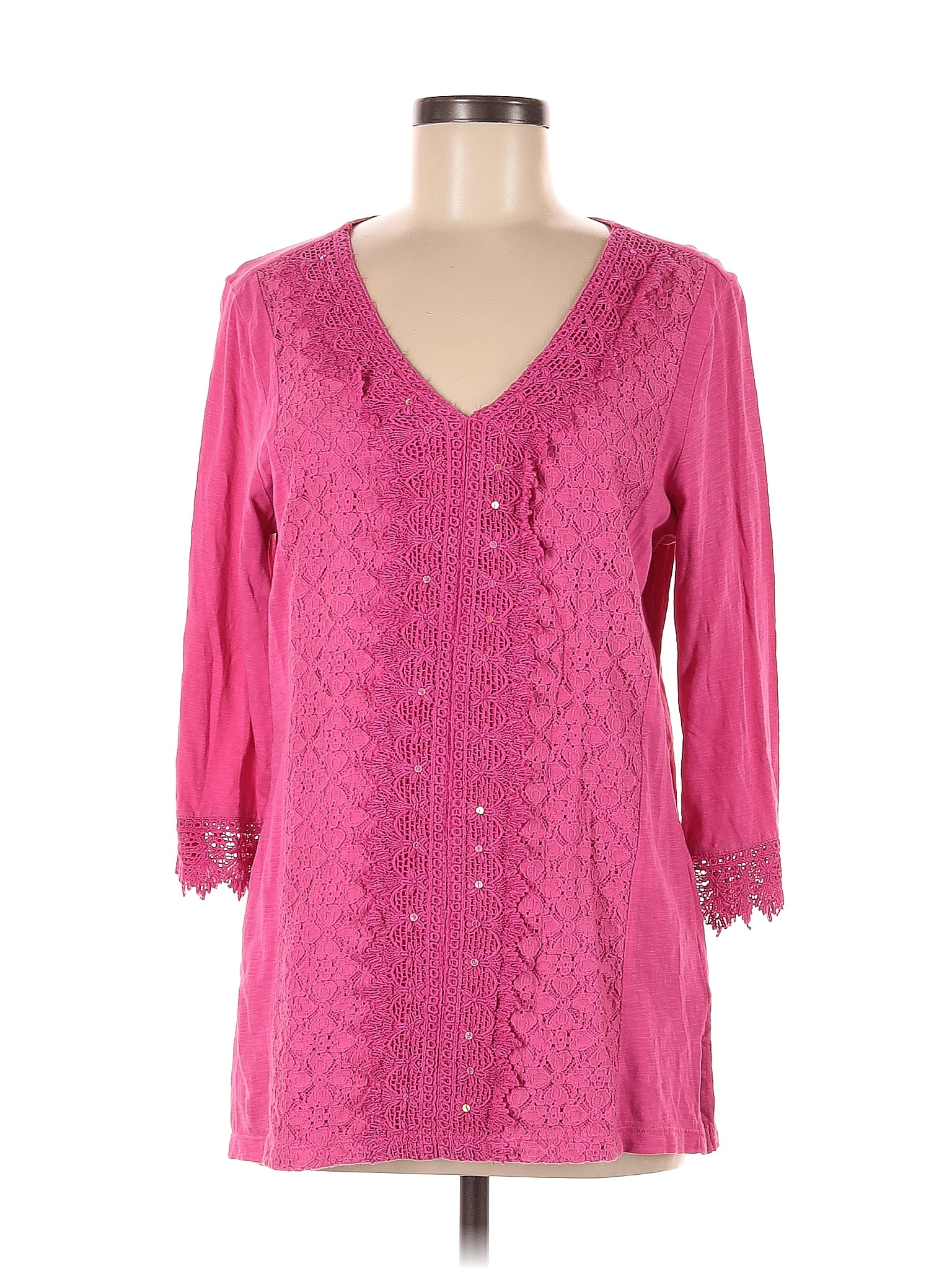 Jm Collection 100 Cotton Pink Short Sleeve Top Size M 36 Off Thredup