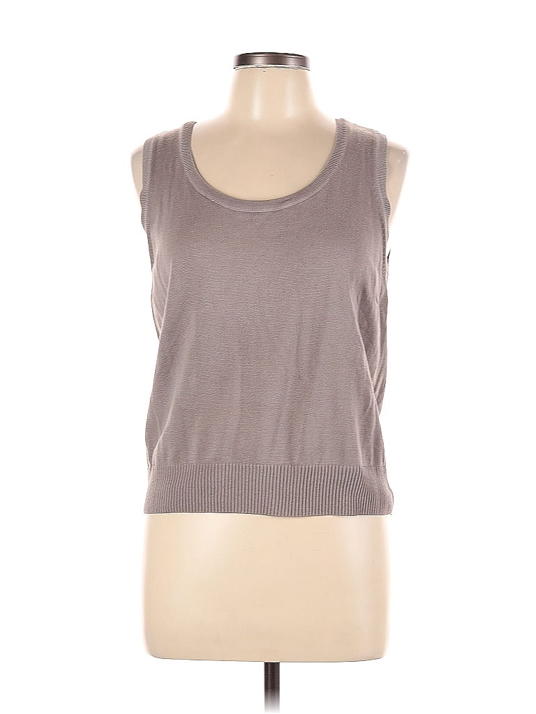 Jeanne Pierre 100% Cotton Gray Sleeveless Top Size L - 30% off | ThredUp
