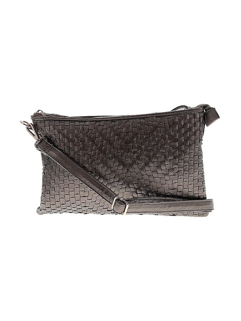 Unbranded Solid Metallic Gray Leather Shoulder Bag One Size - 53% off ...