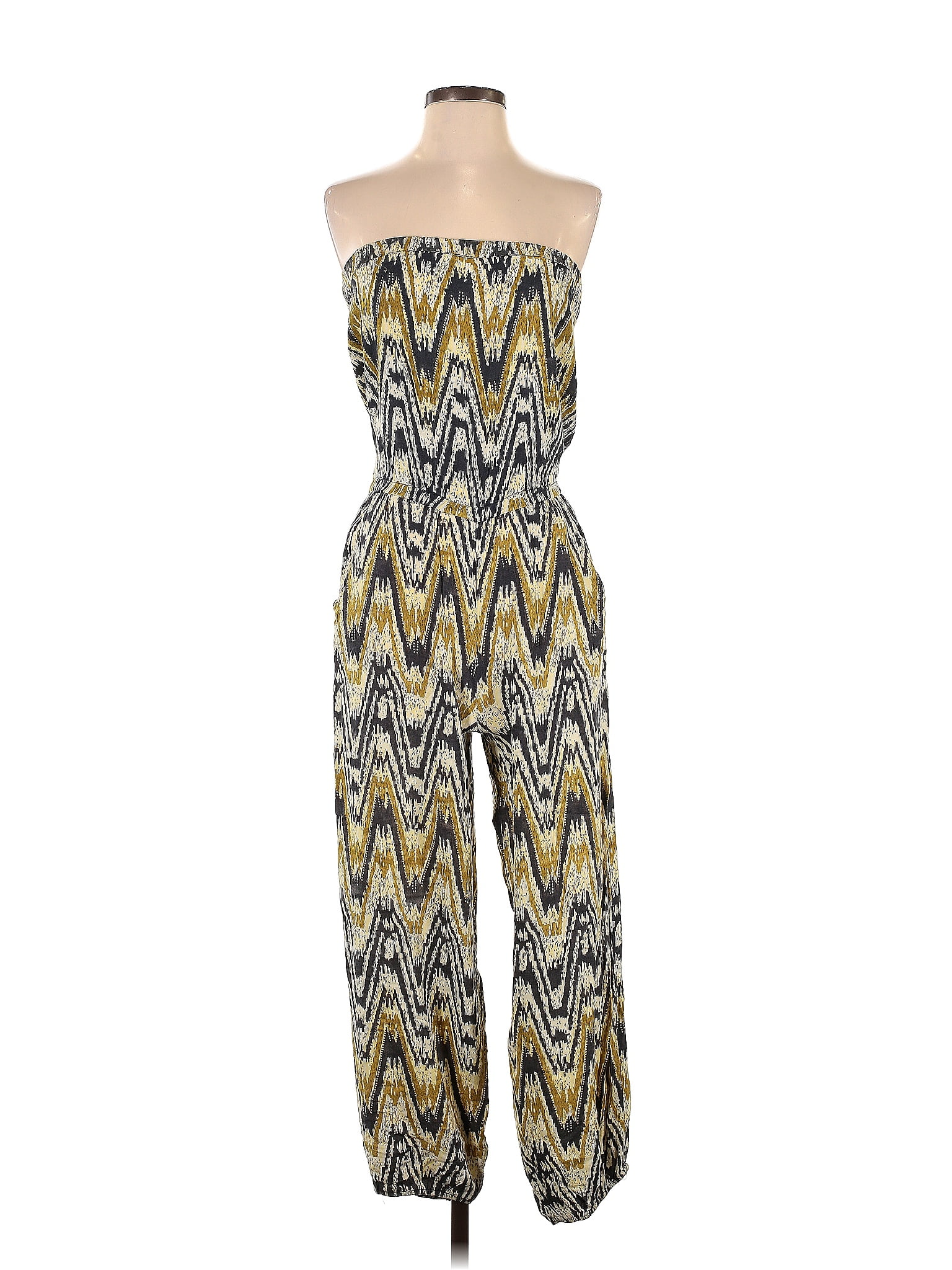 Angie 100% Rayon Multi Color Gold Jumpsuit Size S - 60% off | ThredUp