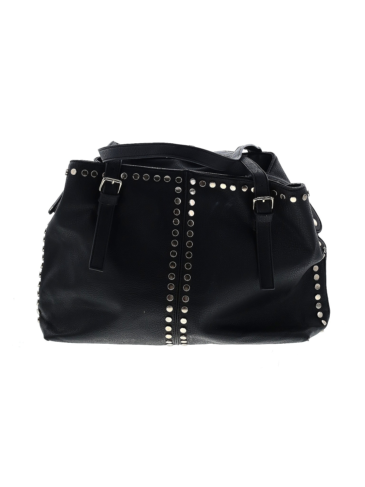 Black Rivet 100% Leather Solid Black Leather Shoulder Bag One Size - 71 ...