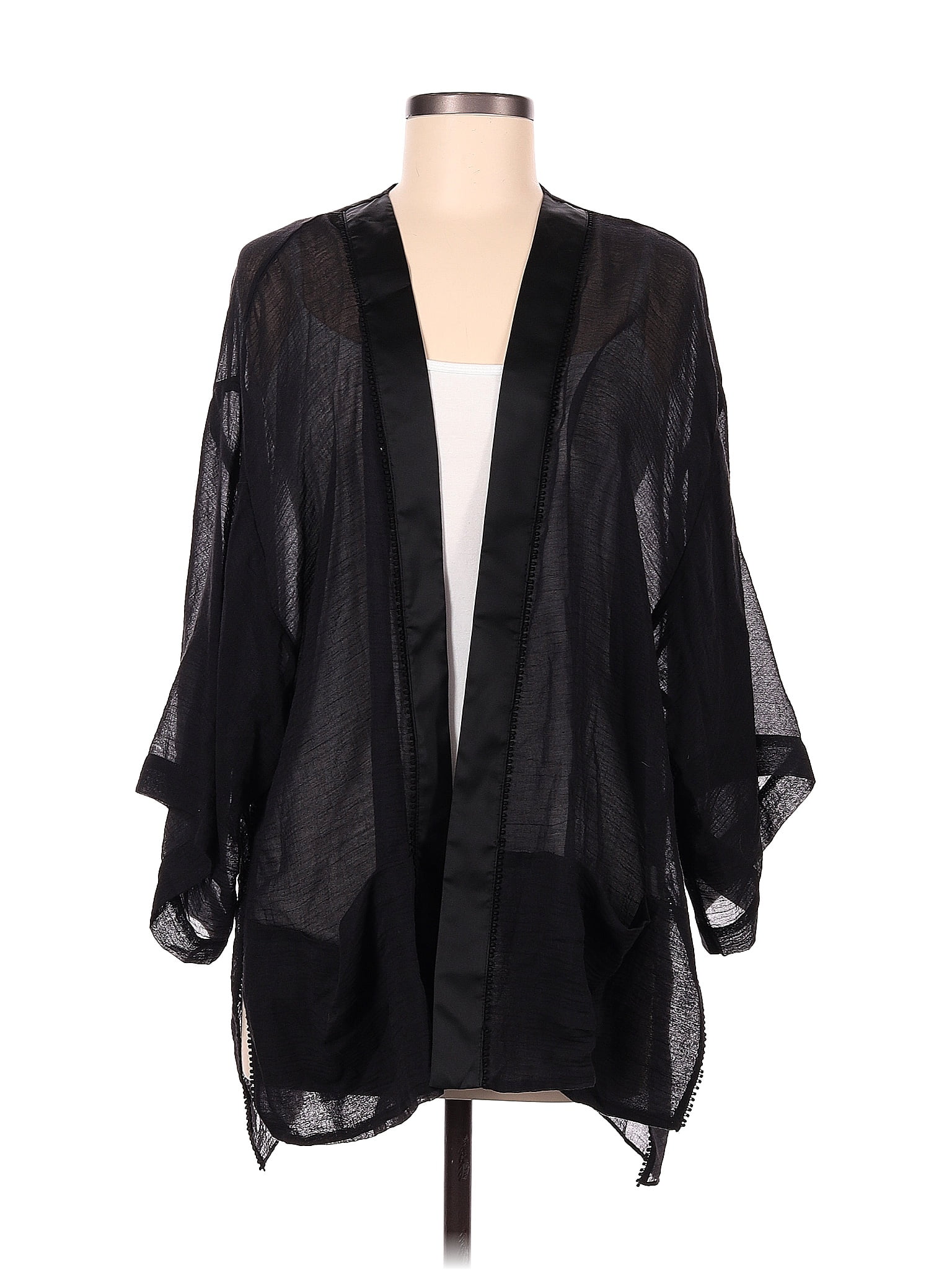 Halston Heritage Solid Black Kimono Size M - 79% off | ThredUp