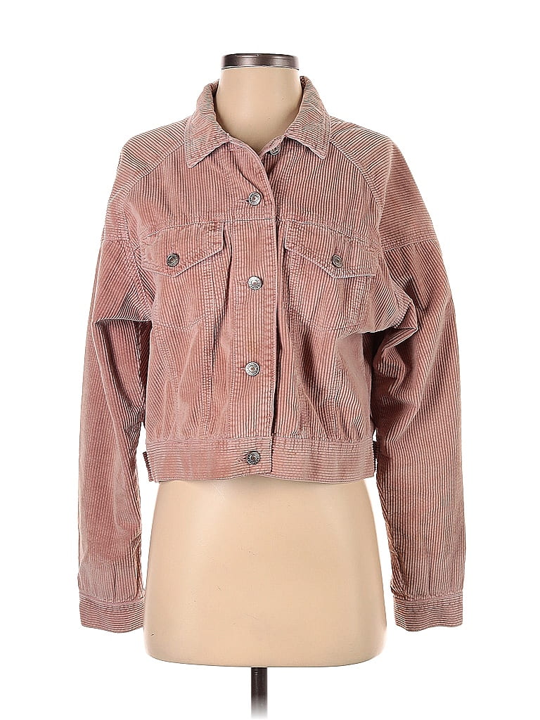 American Eagle Outfitters 100% Cotton Solid Pink Denim Jacket Size S - 48% off | ThredUp