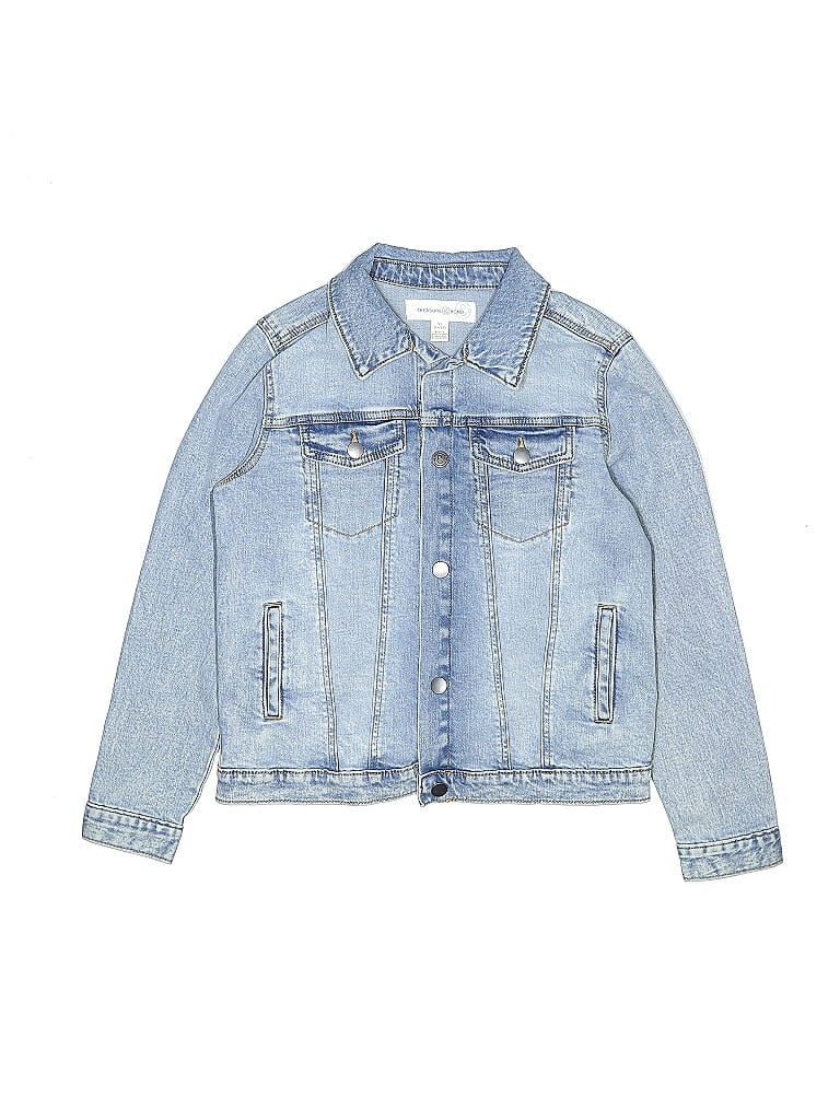 Treasure And Bond Solid Blue Denim Jacket Size X Large Youth 63 Off