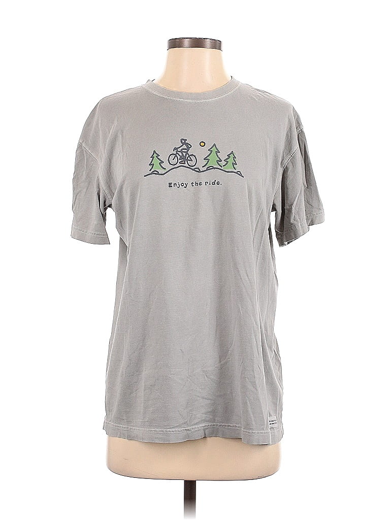 Life Is Good 100% Cotton Graphic Gray Short Sleeve T-Shirt Size S - 56% ...