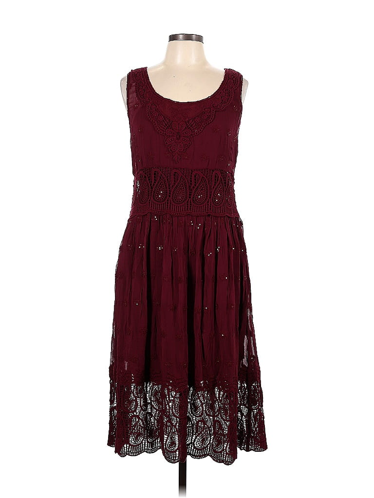 Sundance 100 Rayon Solid Maroon Burgundy Casual Dress Size 12 77