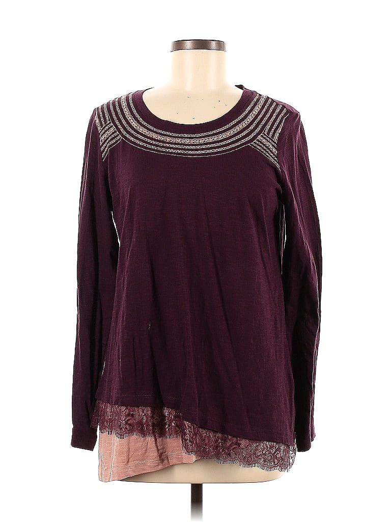 Logo By Lori Goldstein 100 Cotton Burgundy Long Sleeve Top Size M 73