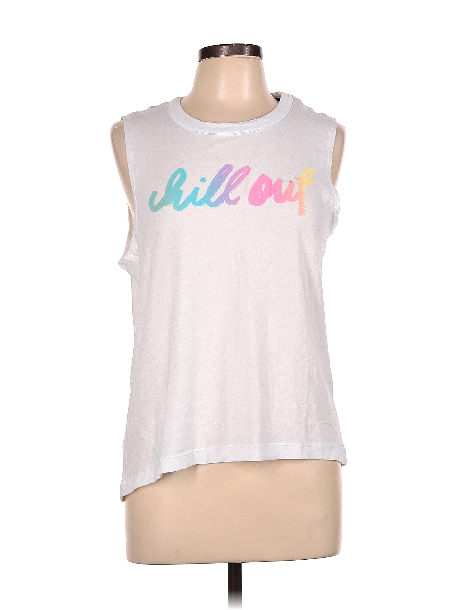 Chaser 100% Cotton Color Block Graphic White Active Tank Size L - 73% ...