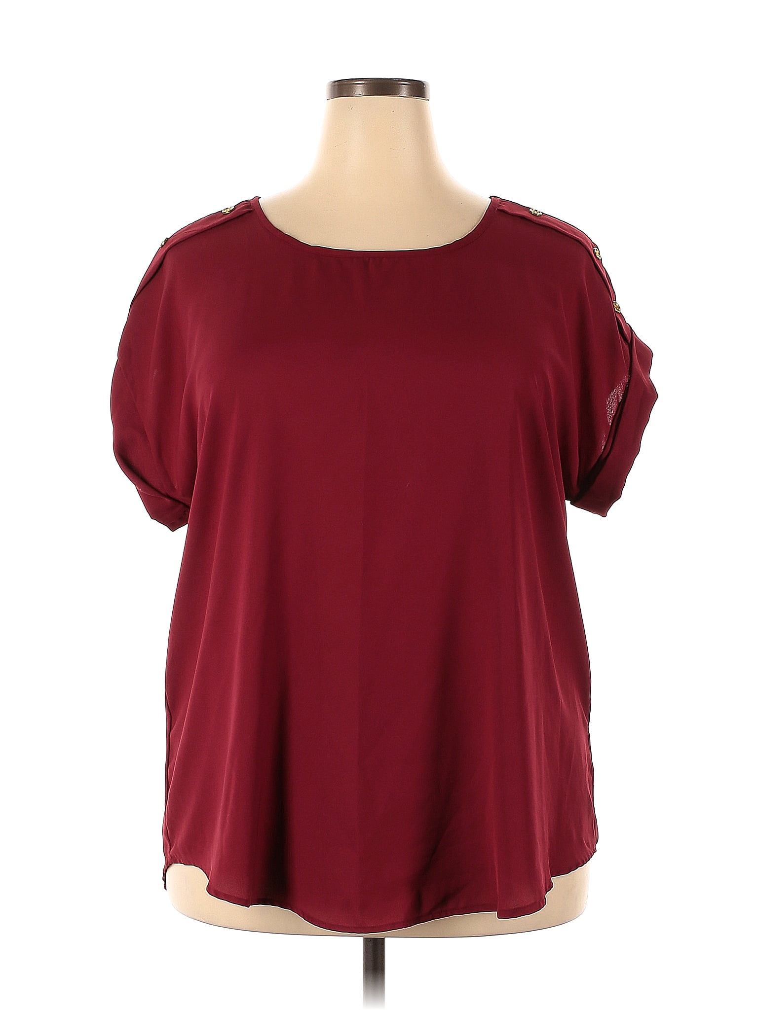 Speed Limit MPH 100% Polyester Burgundy Short Sleeve Blouse Size 2X ...