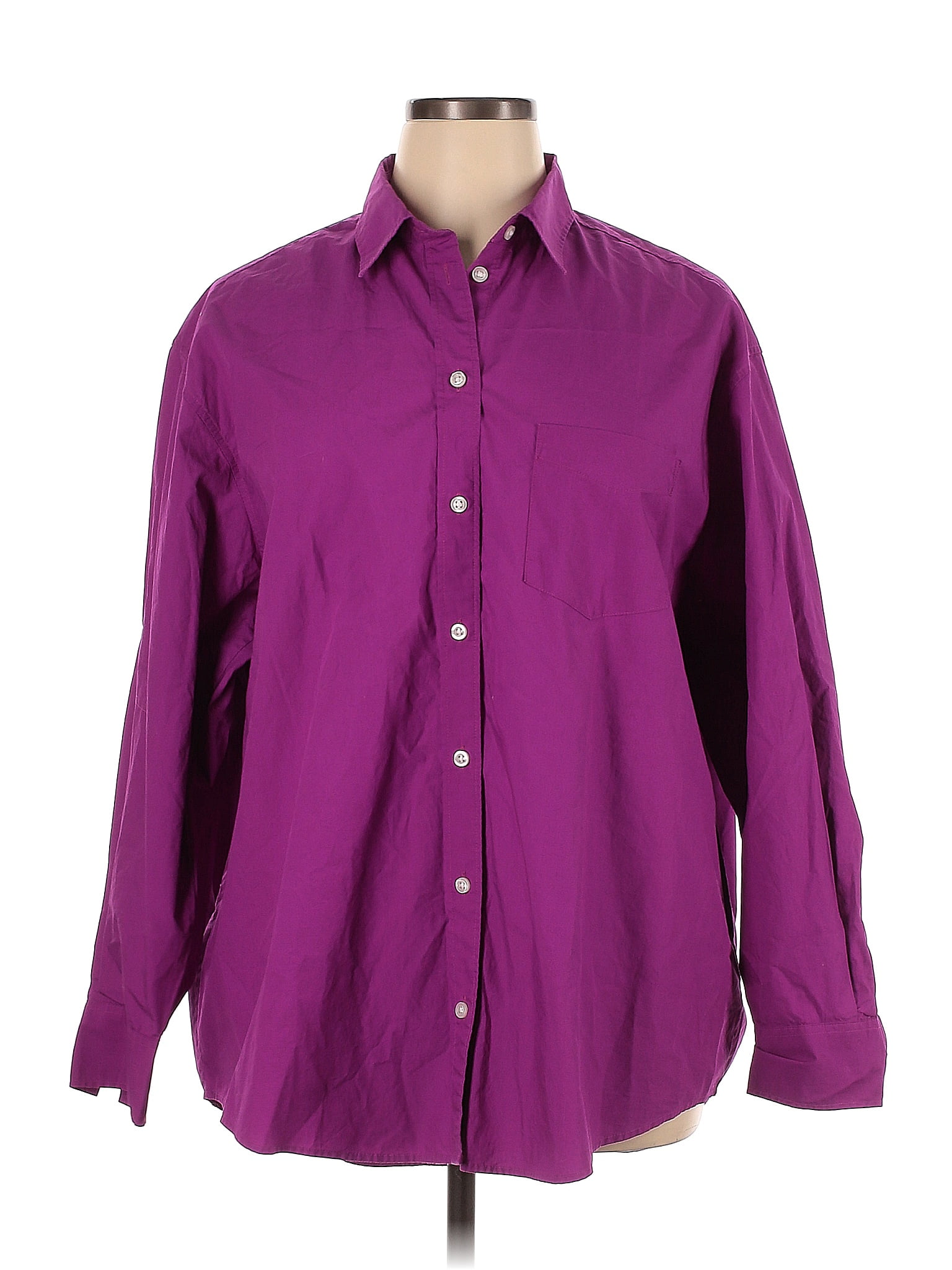 Gap Checkered-gingham Purple Long Sleeve Button-Down Shirt Size XL - 64 ...