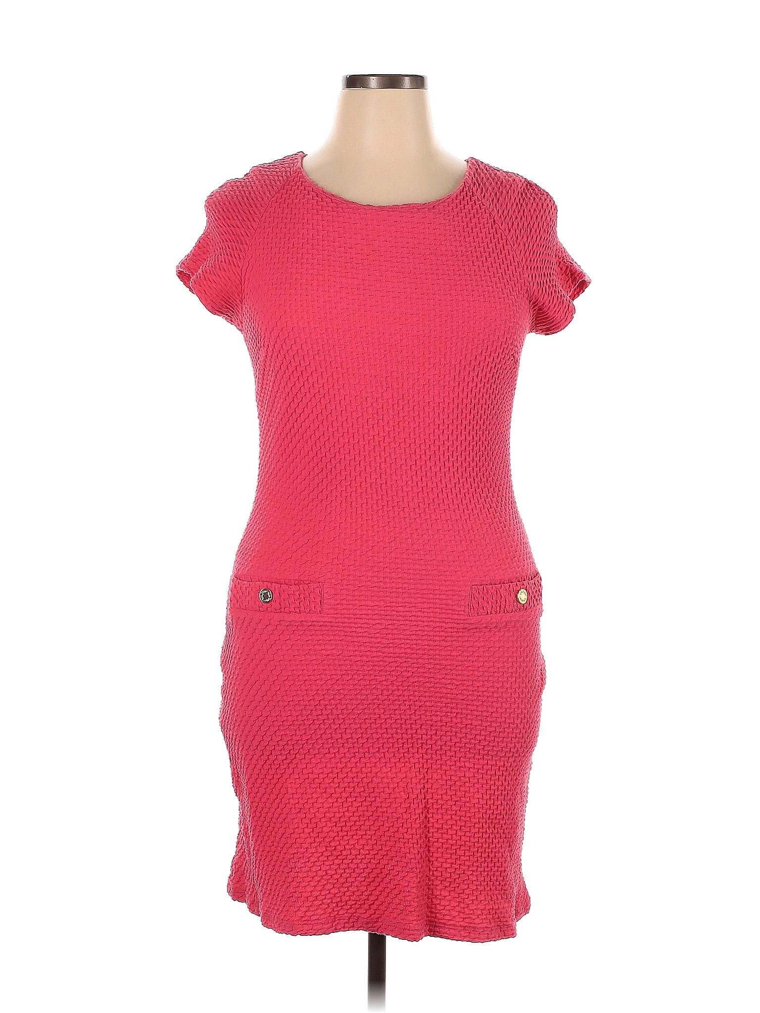 Lilly Pulitzer 100 Cotton Solid Pink Casual Dress Size Xl 68 Off
