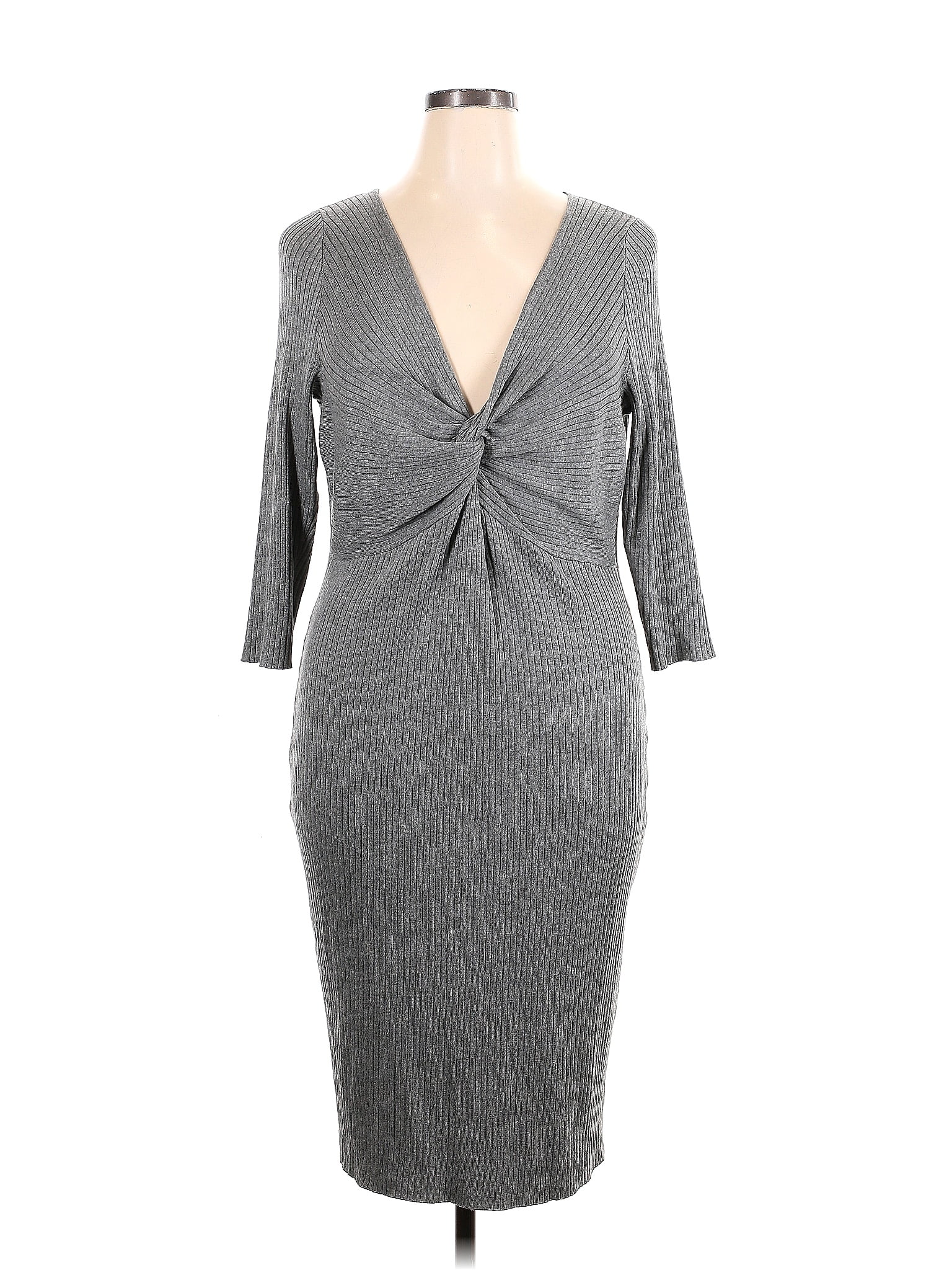 Lane Bryant Solid Gray Casual Dress Size 14 16 Plus Plus 62 Off