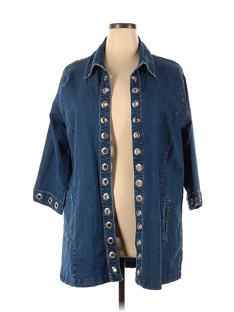 Tia Designs Solid Blue Denim Jacket Size 2X (Plus) - 31% off | ThredUp
