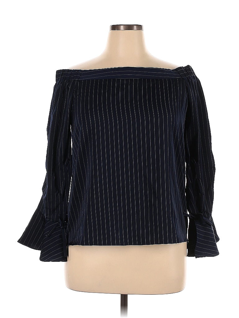 Olivia Grey Blue Long Sleeve Blouse Size M 64 Off Thredup