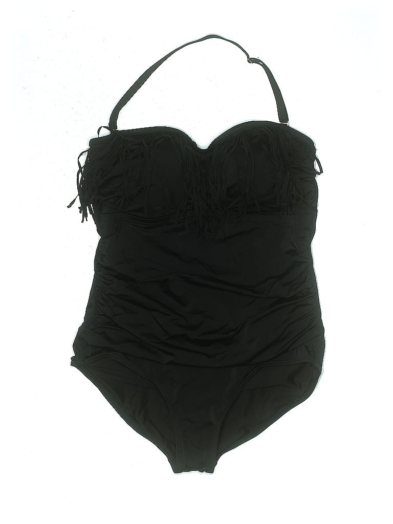 Swimsuits For All Solid Black One Piece Swimsuit Size 18 Plus 52