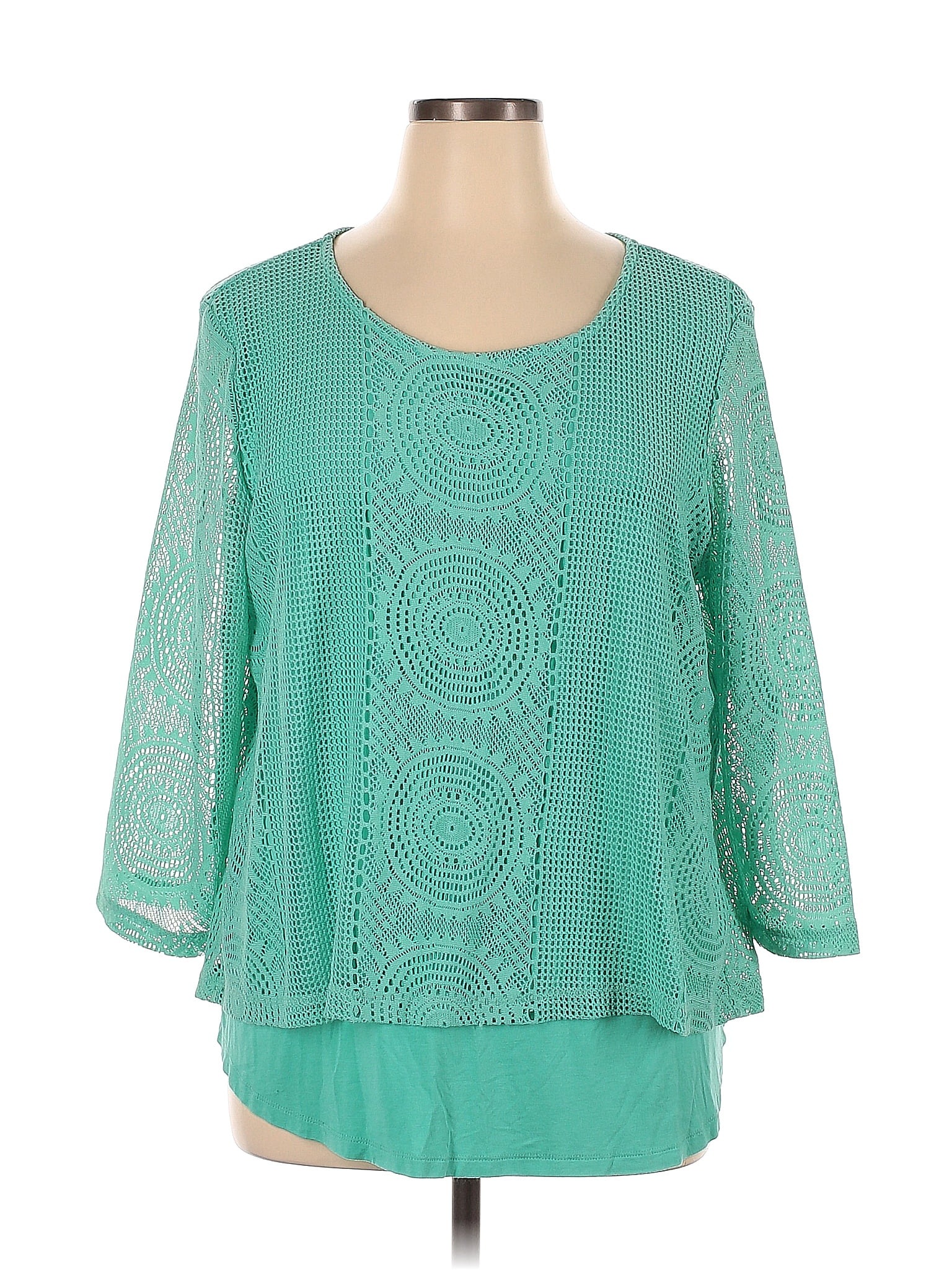 MULTIPLES Teal 3/4 Sleeve Top Size 0X (Plus) - 62% off | ThredUp