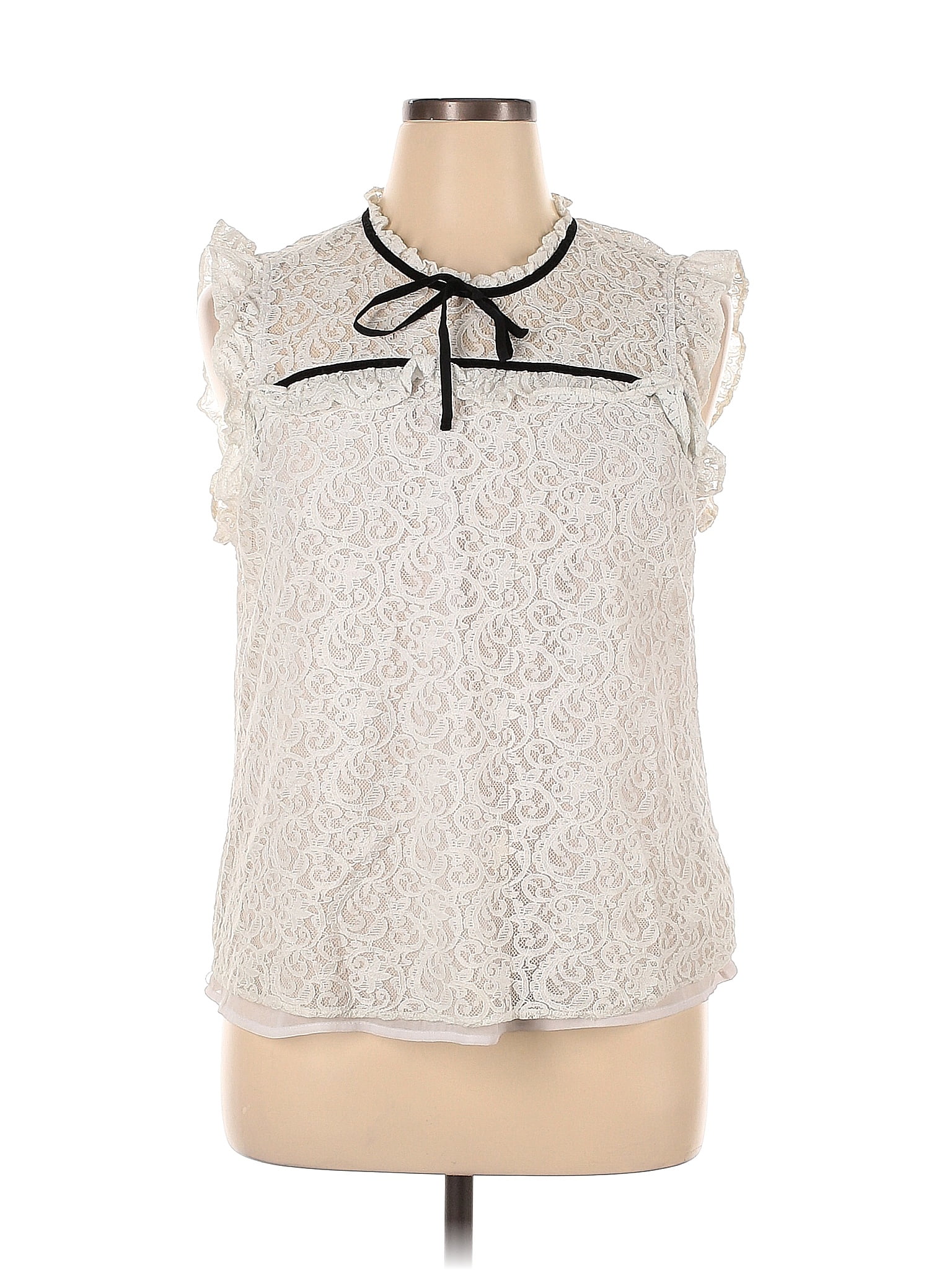 Soho Jeans New York And Company White Ivory Short Sleeve Blouse Size Xl