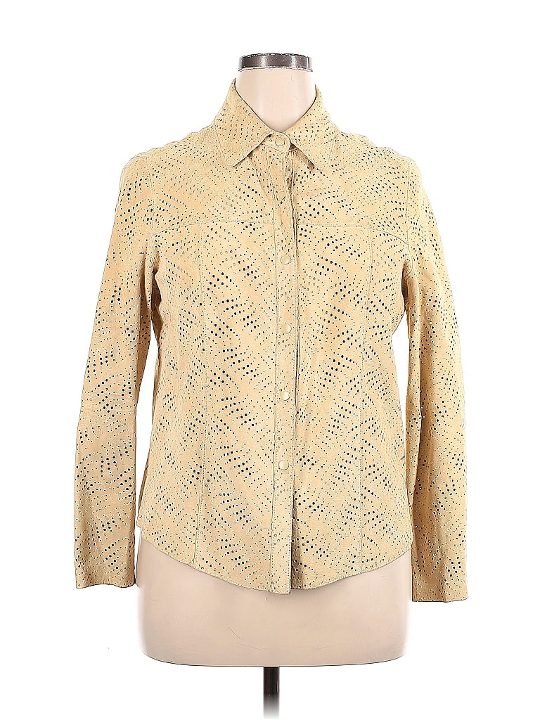 IRKA 100% Acetate Gold Tan Leather Jacket Size XL - 67% off | ThredUp