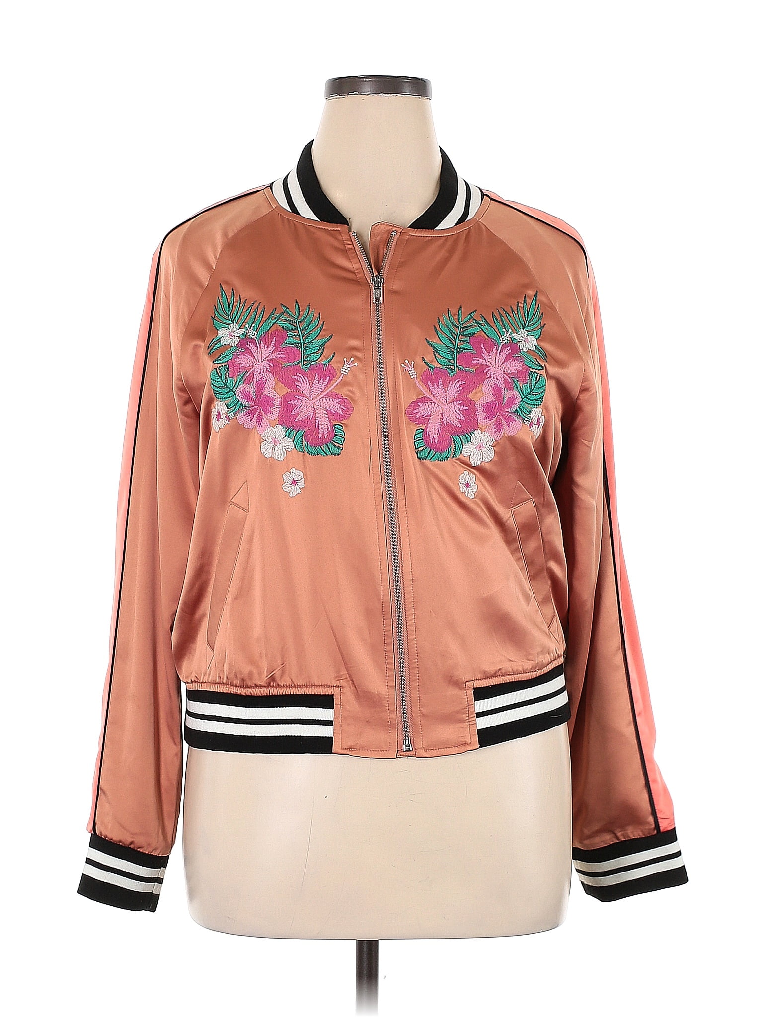 Mossimo Supply Co. Floral Orange Pink Jacket Size XL - 46% off | ThredUp