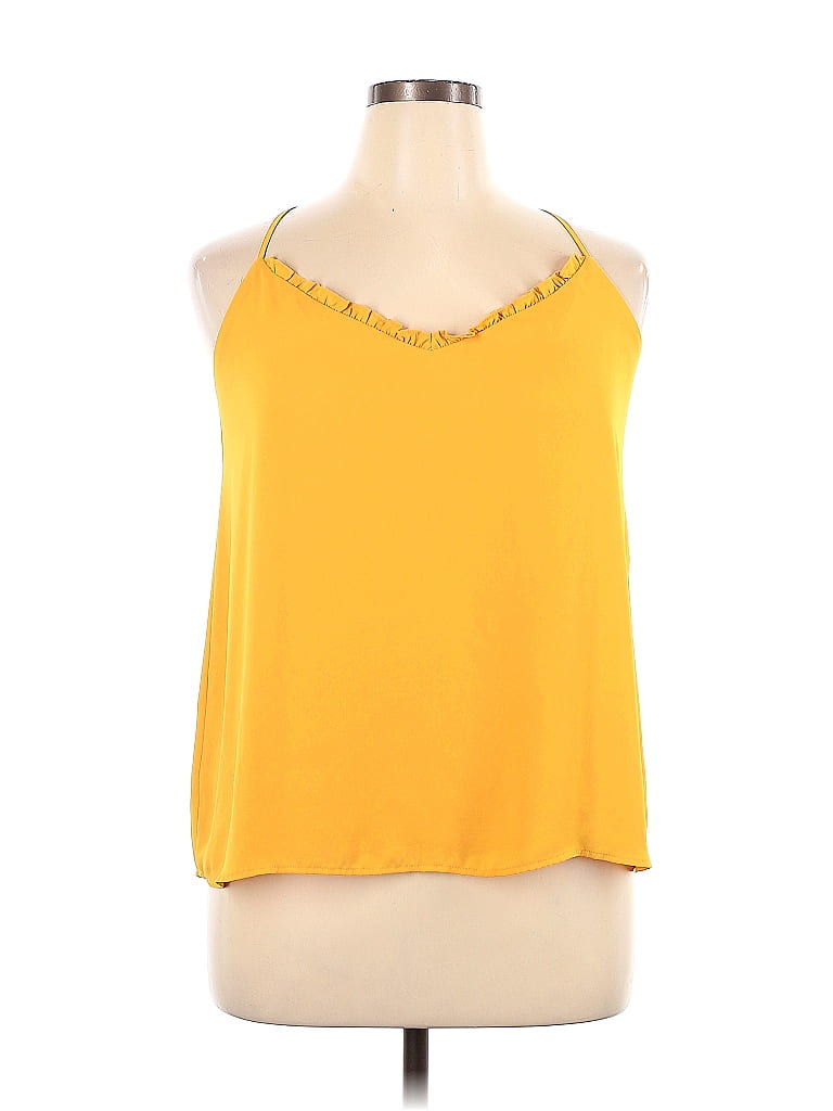 Ann Taylor Loft Outlet 100 Polyester Solid Yellow Sleeveless Blouse