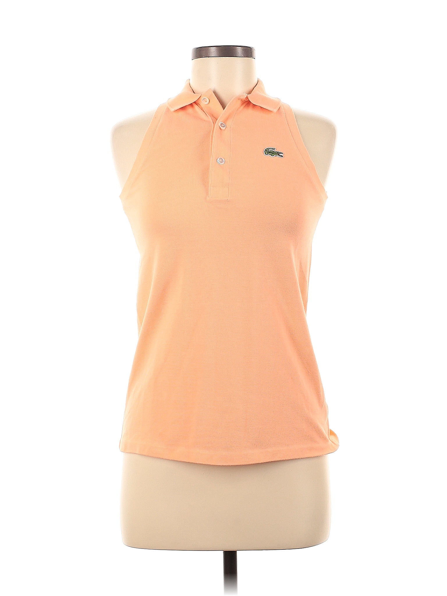 Lacoste 100 Cotton Orange Sleeveless Henley Size 38 Eu 73 Off