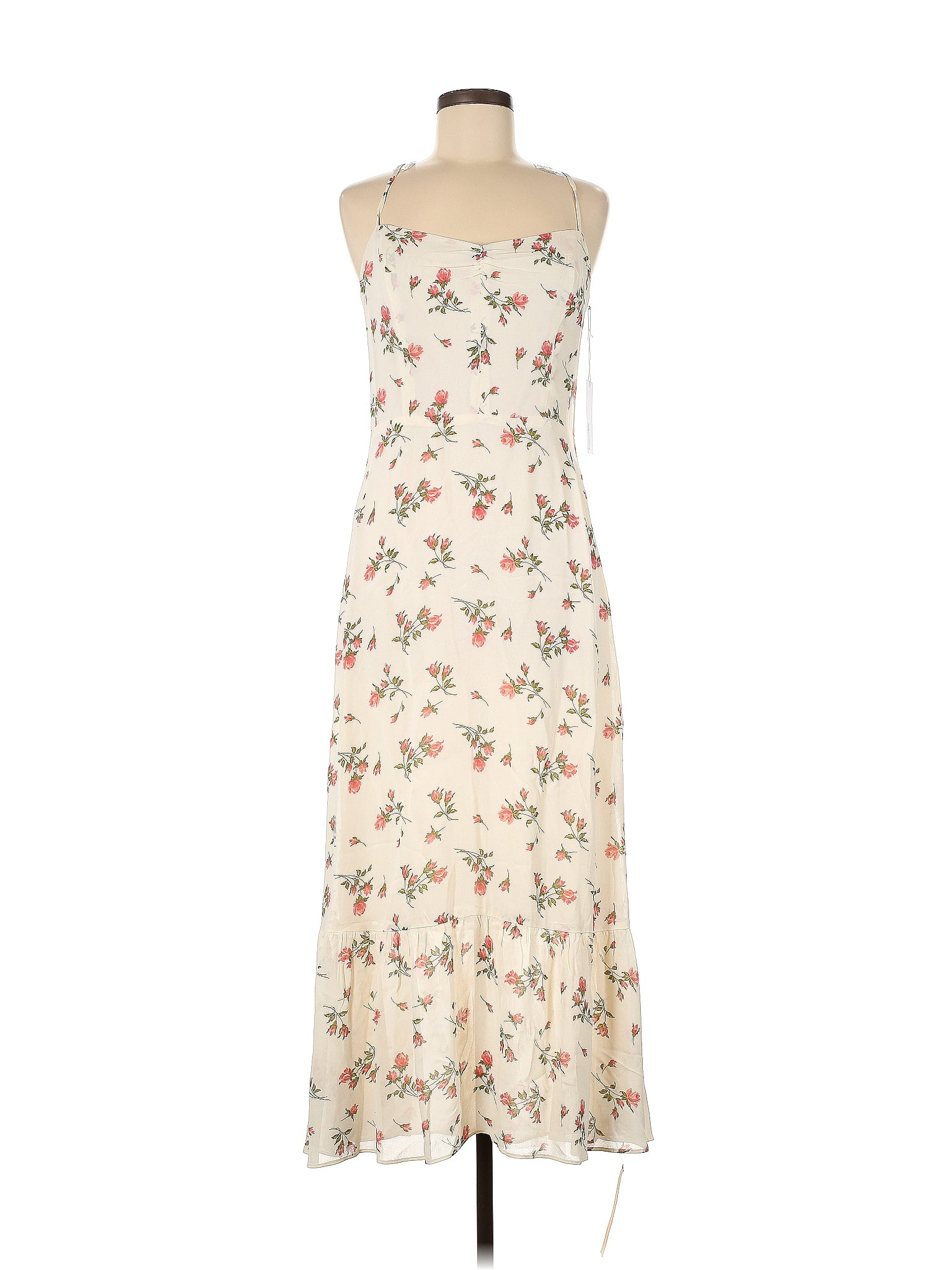 Reformation 100 Viscose Floral Ivory Casual Dress Size 8 54 Off
