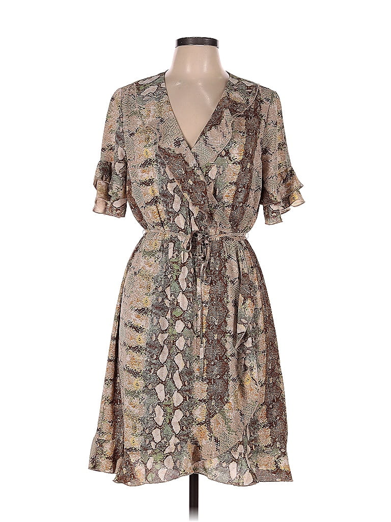 Dex Tortoise Snake Print Paisley Animal Print Tan Casual Dress Size M ...