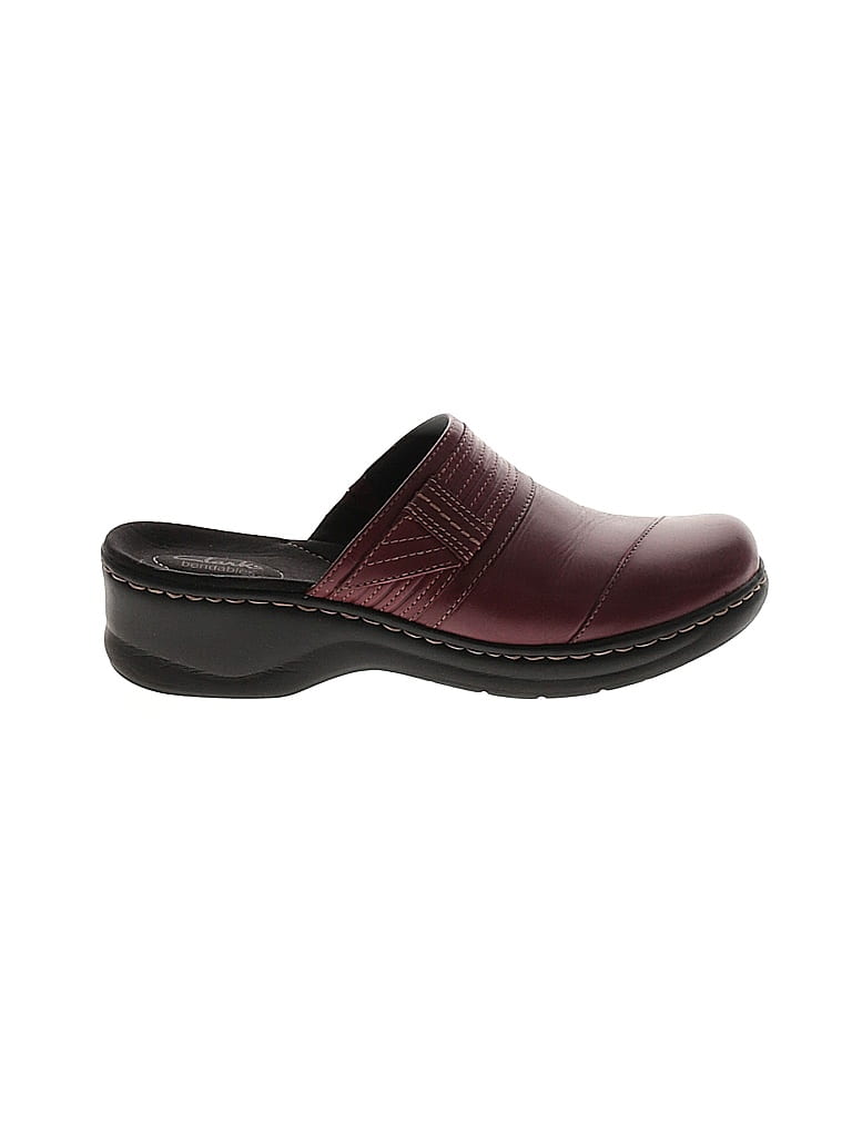 Clarks 100% Leather Burgundy Mule/Clog Size 10 - 70% off | ThredUp