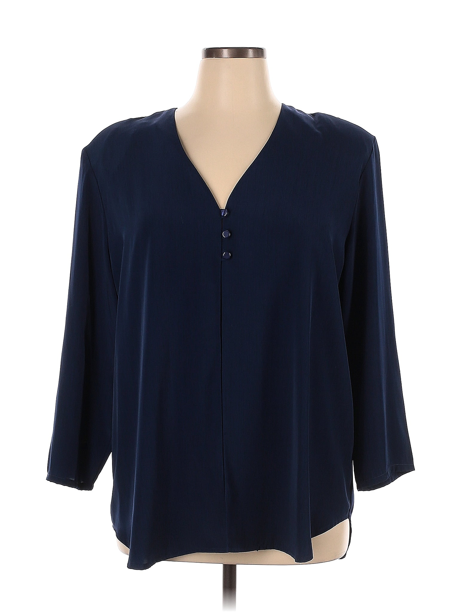 Graver Studio 100% Polyester Blue Long Sleeve Blouse Size XL - 56% off ...
