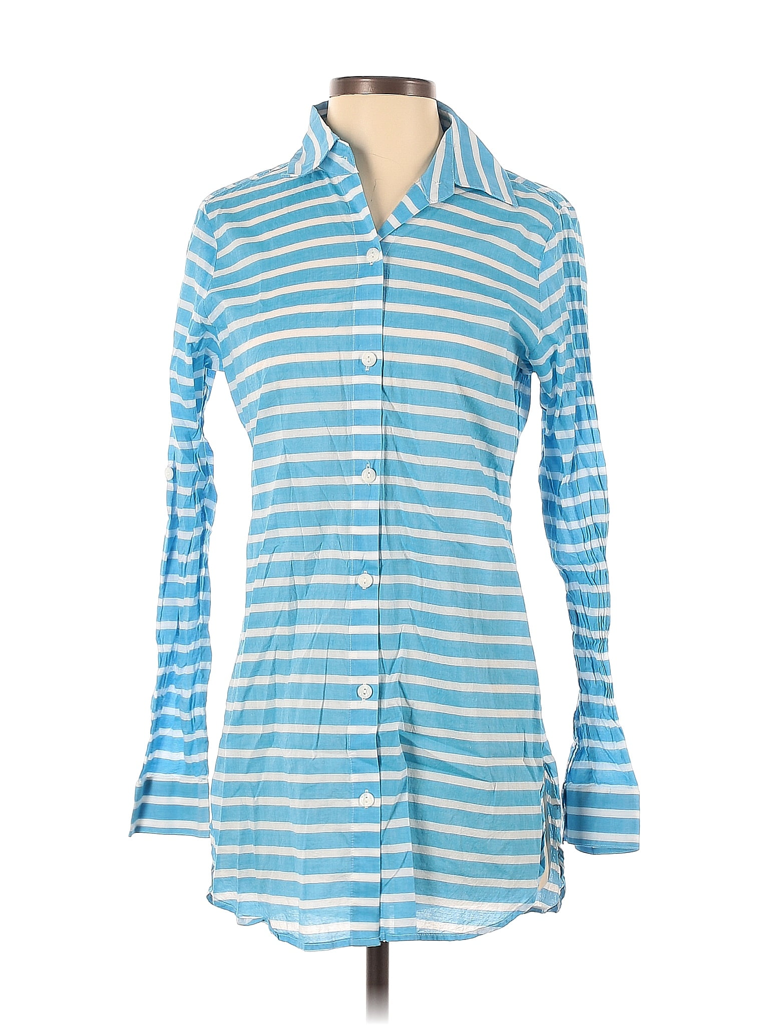 Tommy Bahama 100% Cotton Stripes Blue Long Sleeve Button-Down Shirt Size XS - 68% off | ThredUp
