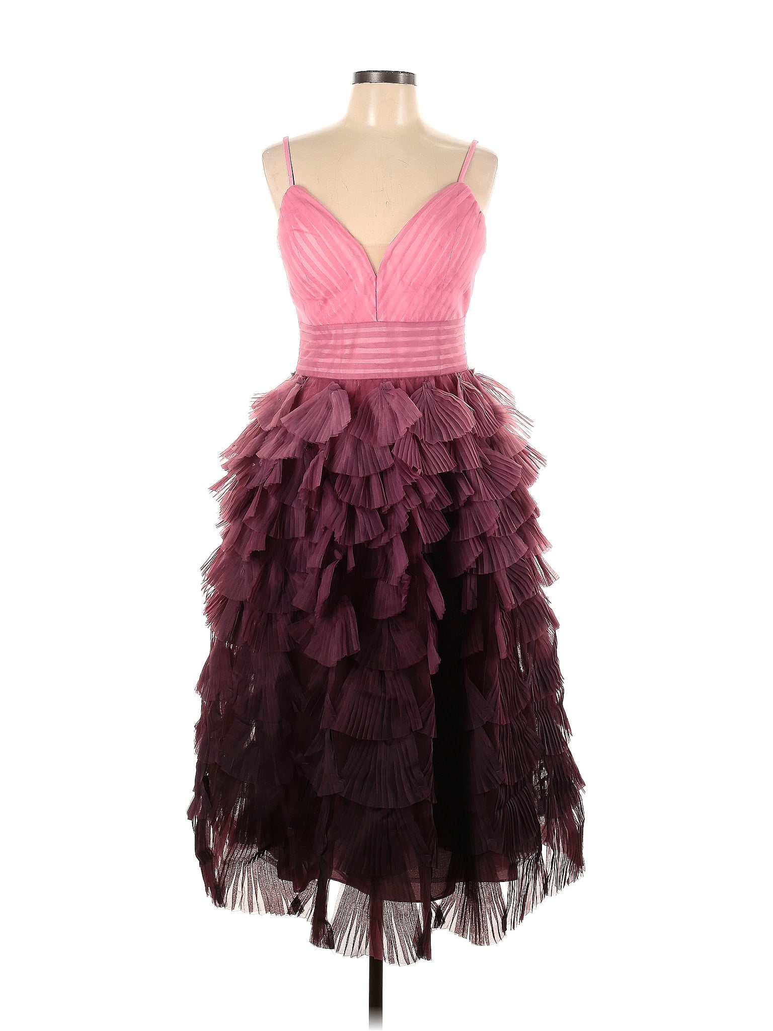 MARCHESA notte 100% Nylon Solid Multi Color Burgundy Cocktail Dress ...