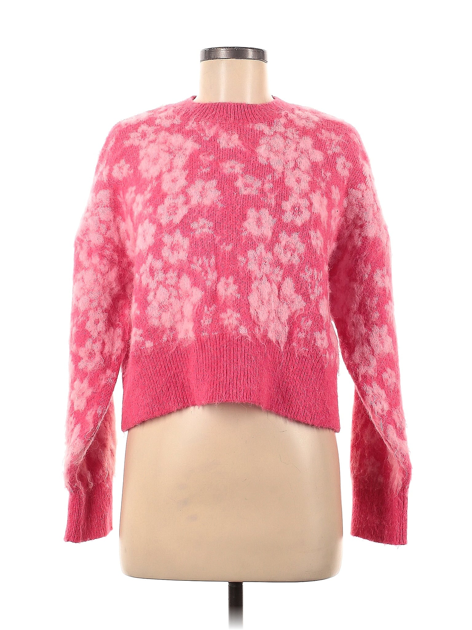 Zara Floral Motif Damask Floral Pink Pullover Sweater Size M - 48% off ...