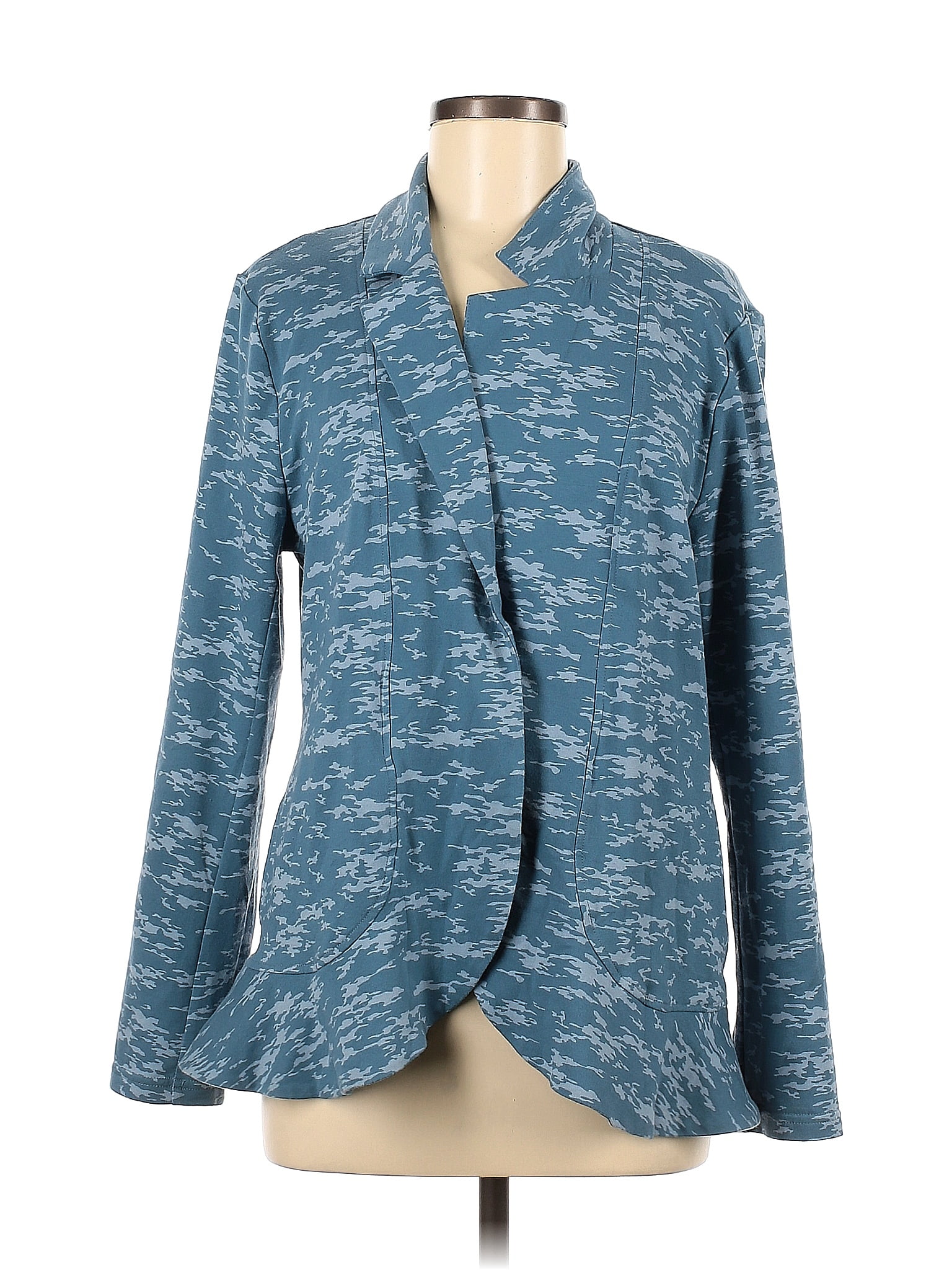 LOGO by Lori Goldstein Marled Blue Jacket Size M - 67% off | ThredUp