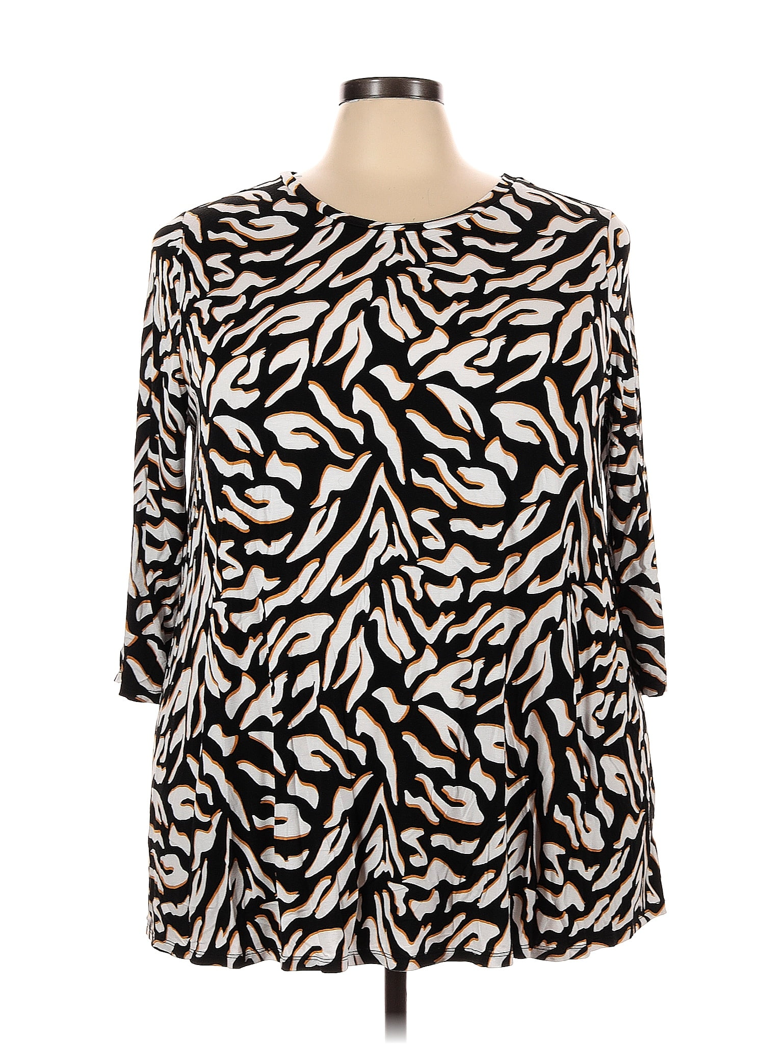 Jessica London Animal Print Zebra Print Ivory 3/4 Sleeve Top Size 22 ...