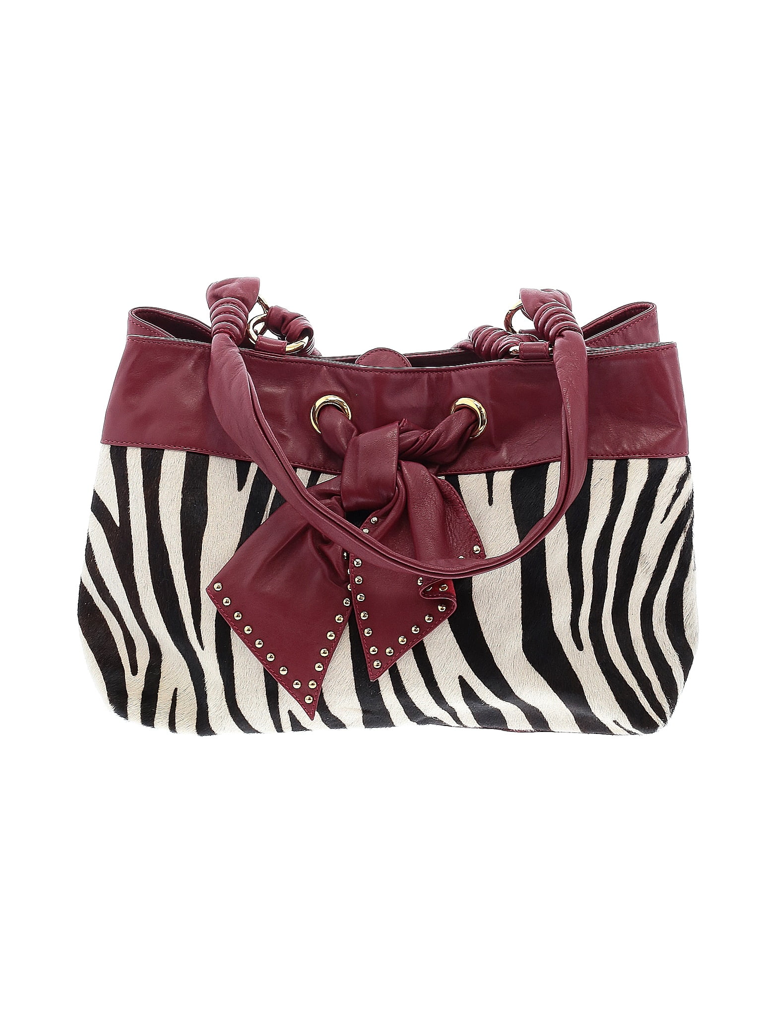 Paolo Masi Stripes Animal Print Zebra Print Burgundy Tote One Size - 73 ...