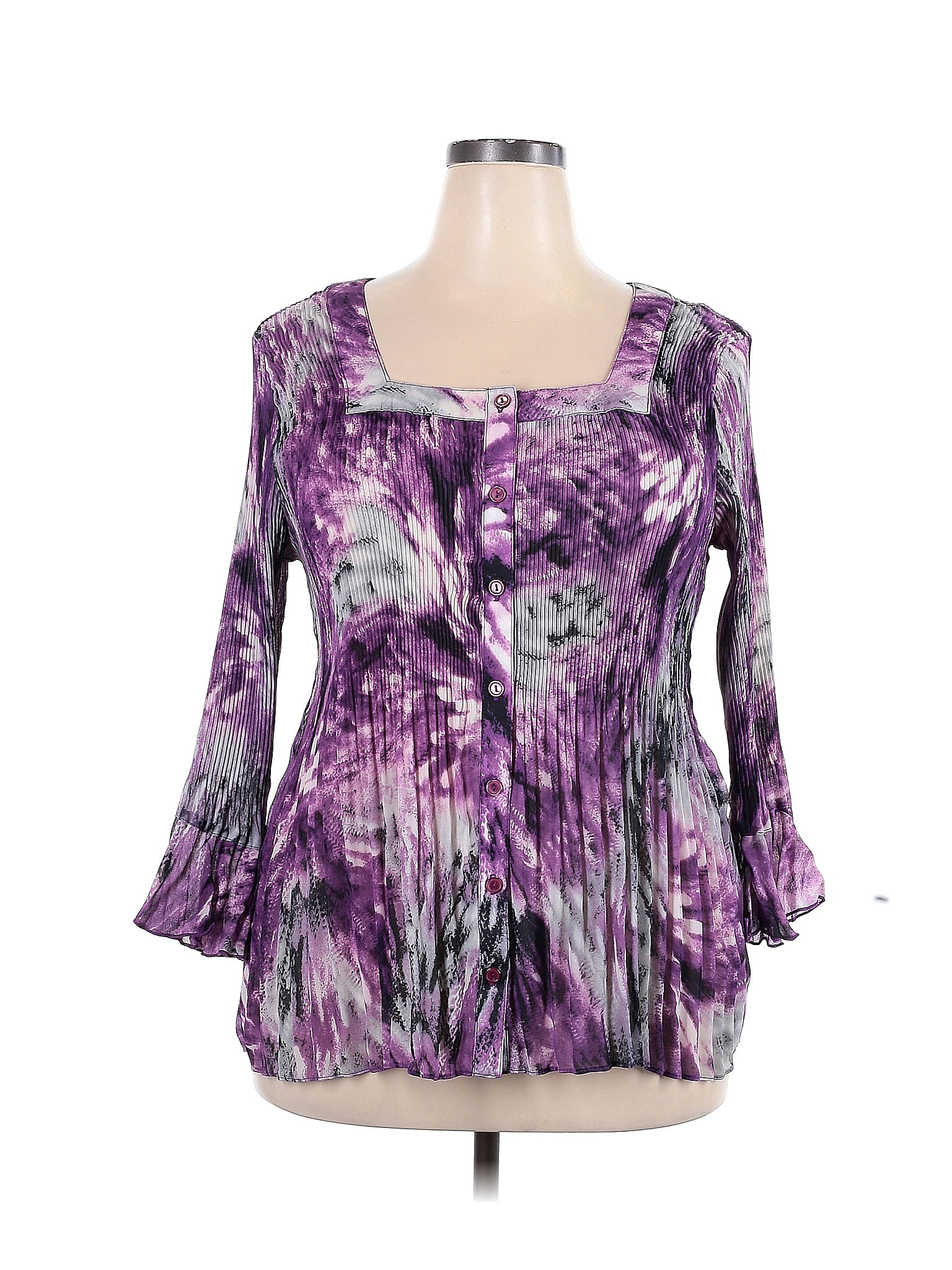 Serenade 100 Polyester Purple Long Sleeve Blouse Size 2x Plus 52