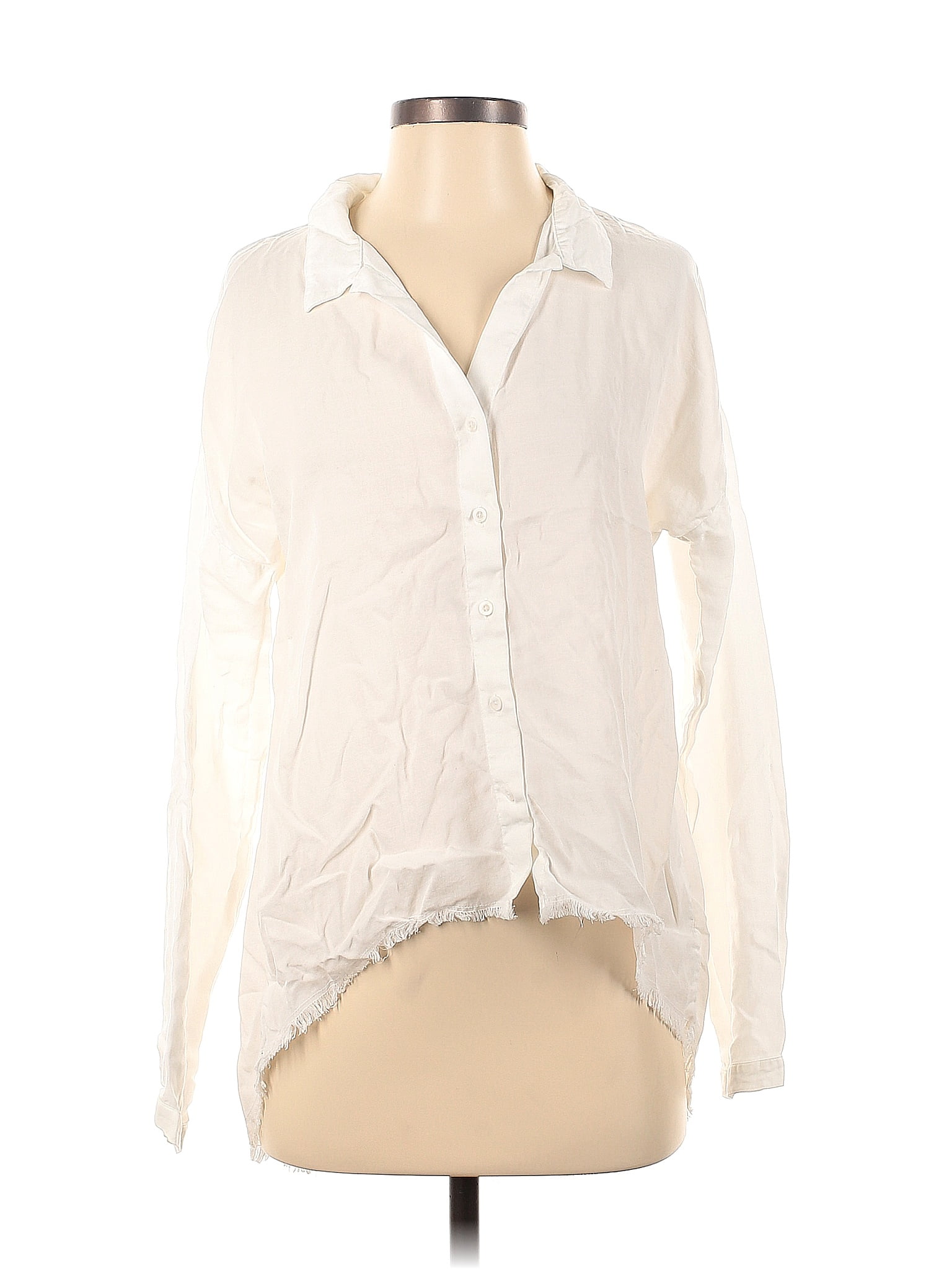 Cloth & Stone 100% Tencel Lyocell Solid White Ivory Long Sleeve Button-Down Shirt Size S - 71% ...