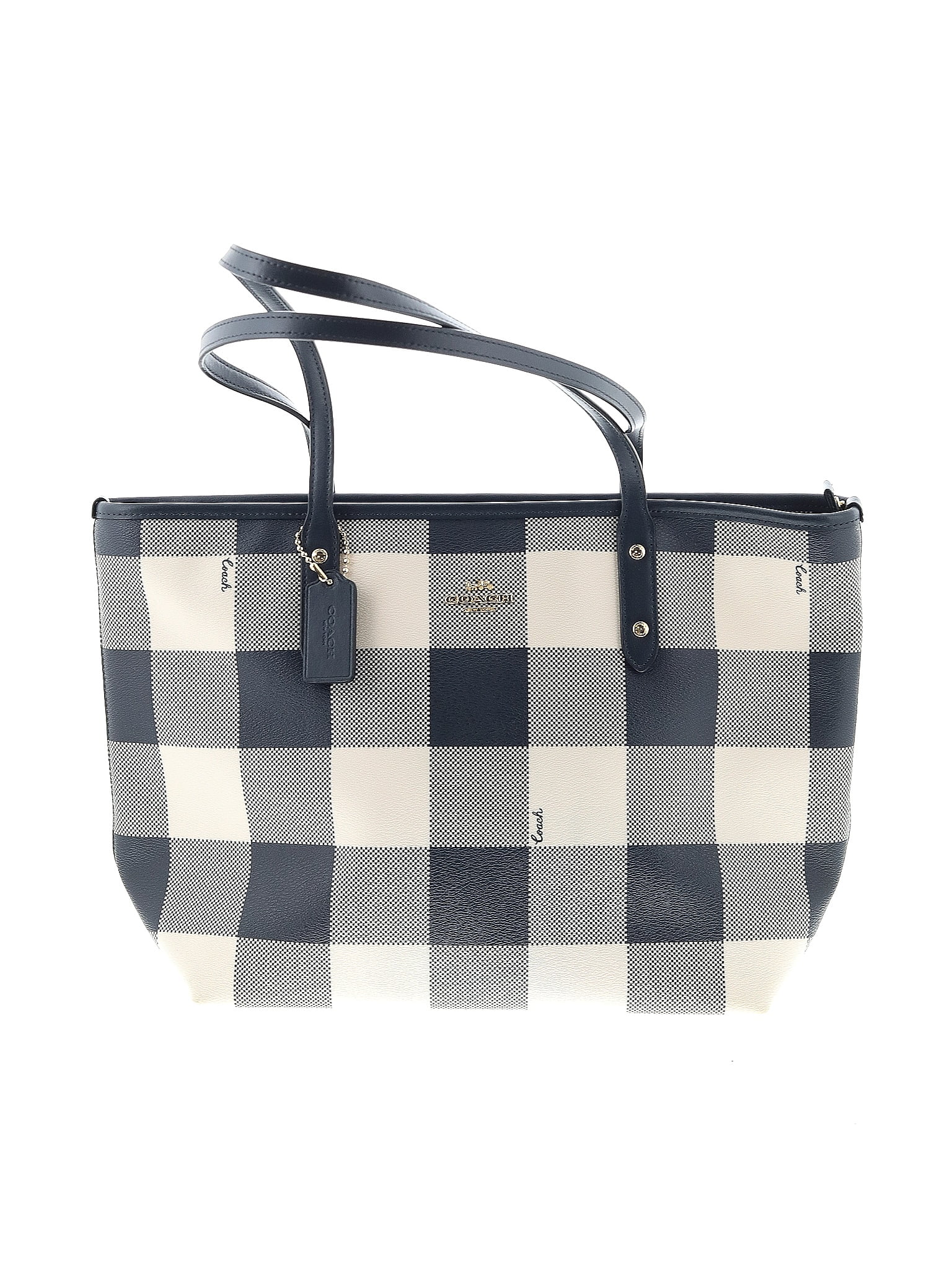 Coach 100% Coated Canvas Argyle Checkered-gingham Grid Plaid Blue Gray ...