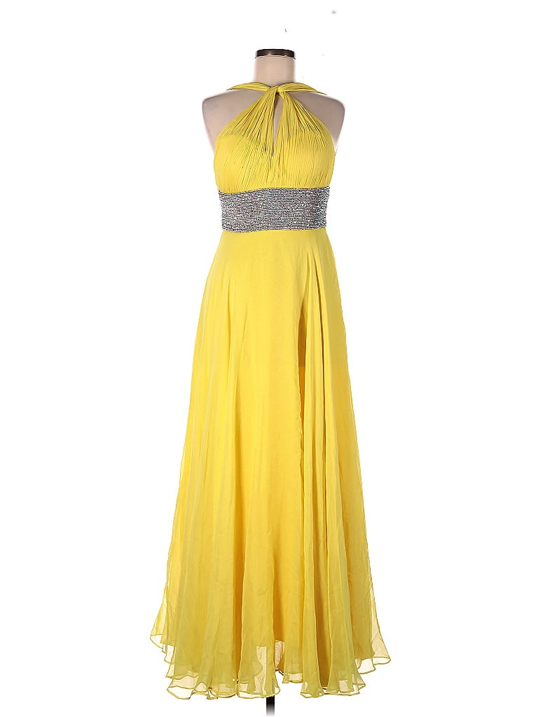 Jovani 100% Silk Yellow Cocktail Dress Size 10 - 80% off | ThredUp