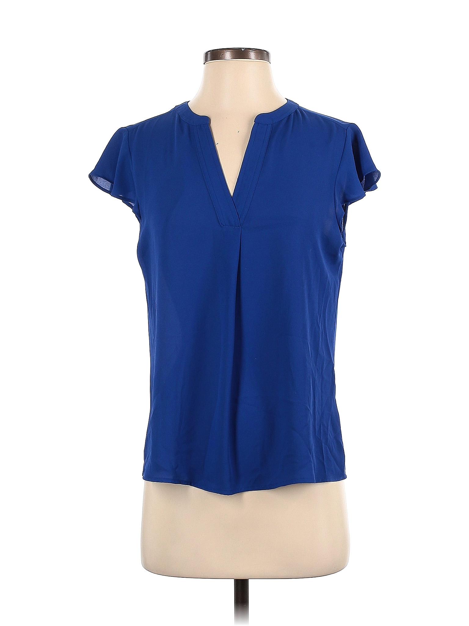 Calvin Klein 100 Polyester Blue Short Sleeve Blouse Size S 70 Off