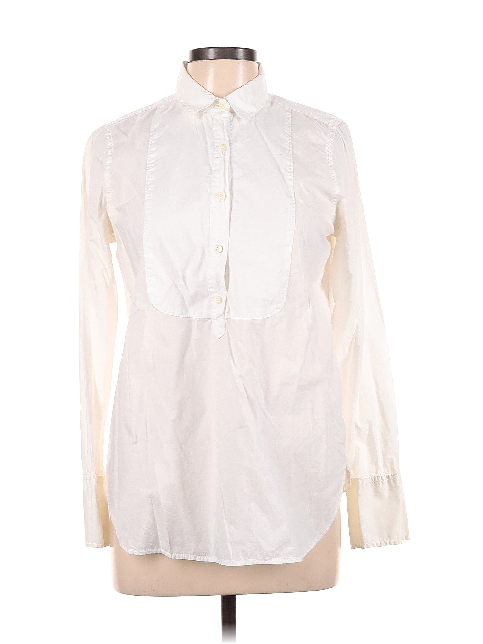 J.Crew 100% Cotton Ivory Long Sleeve Button-Down Shirt Size 6 - 74% off | ThredUp